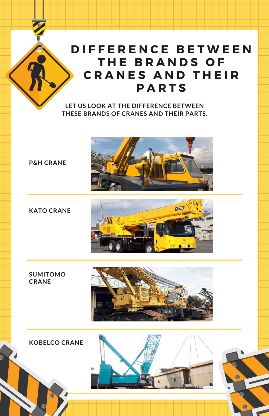 Difference between the brands of cranes and their parts...