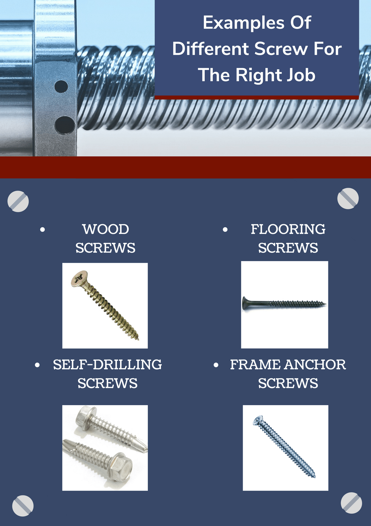 Examples Of Different Screw For The Right Job - captive...