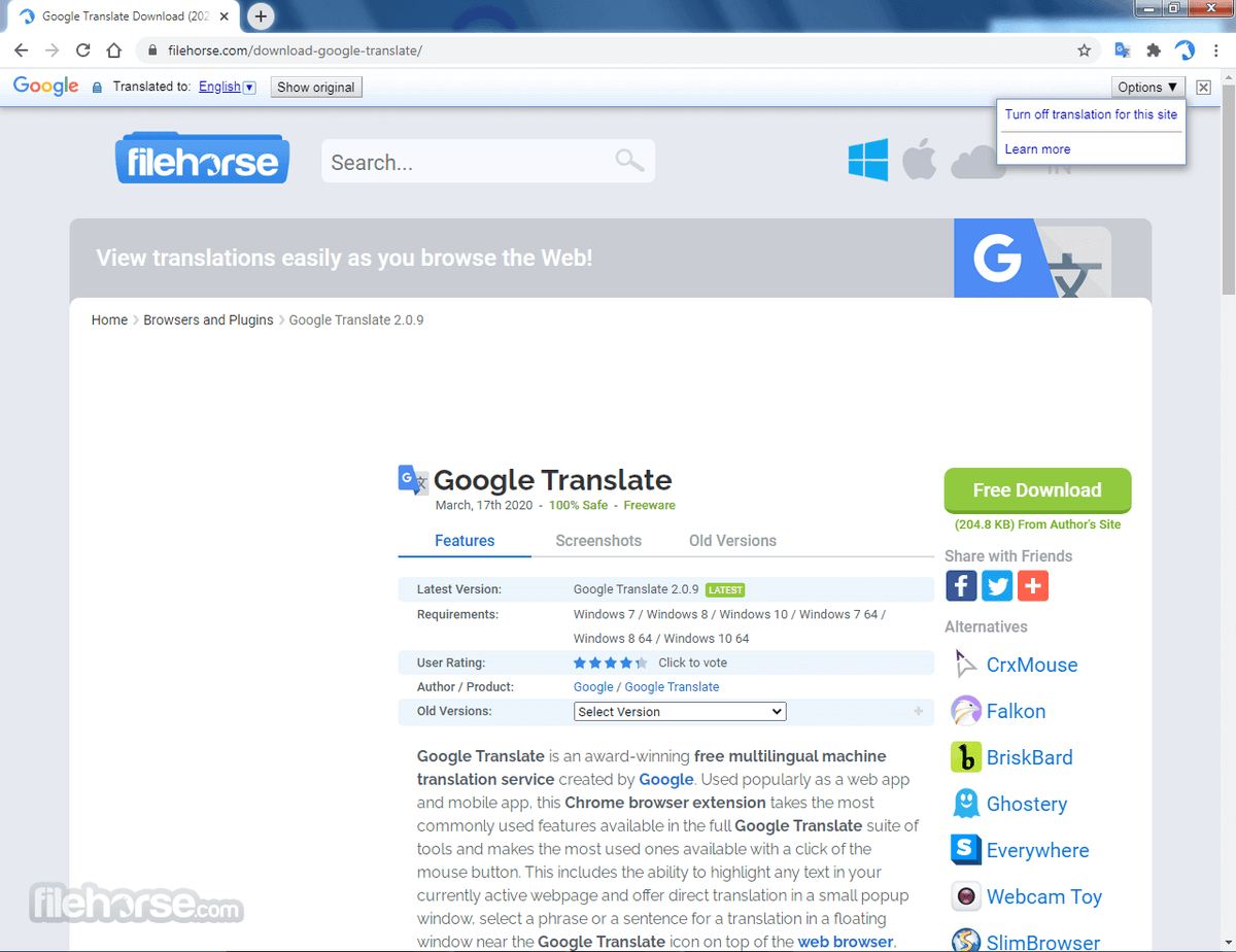 Www google translate download pc