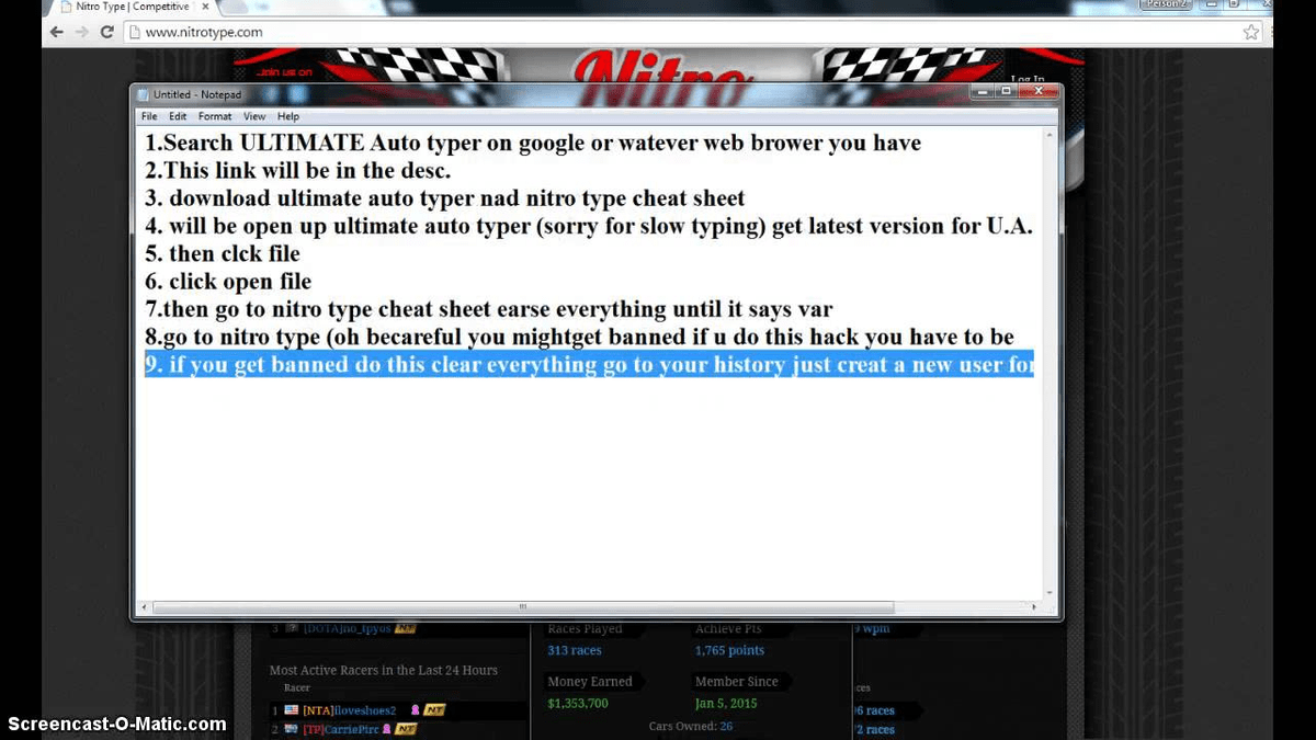 Auto typer on nitro type