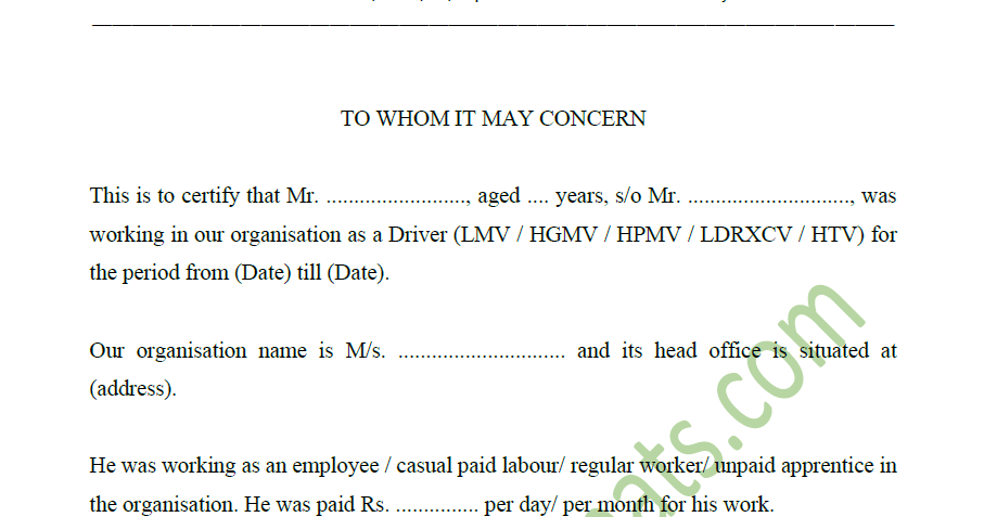 driving experience certificate template