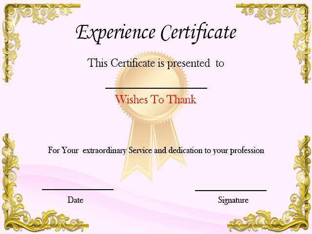 driving experience certificate template