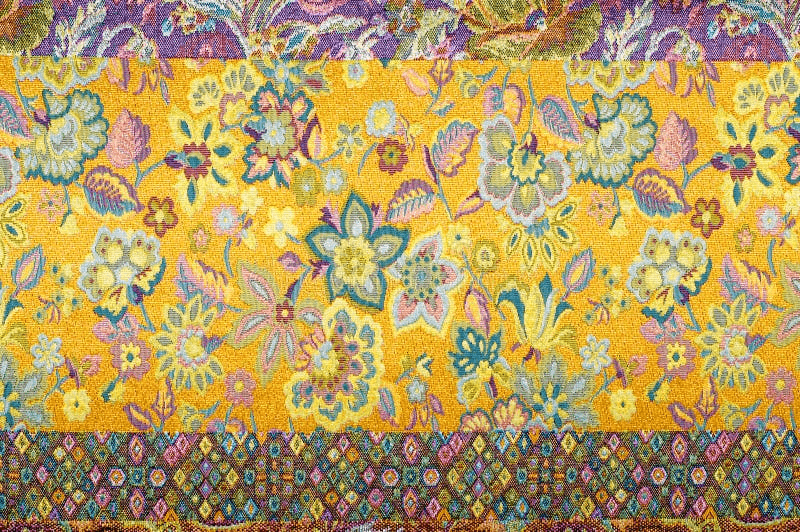 Metallic floral brocade fabric texture