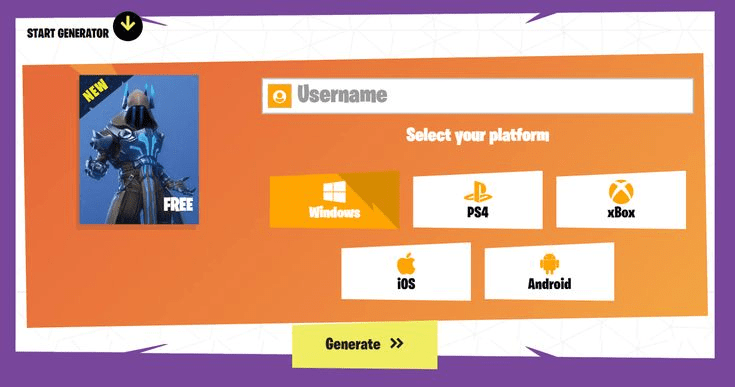 Free fortnite skin codes pc