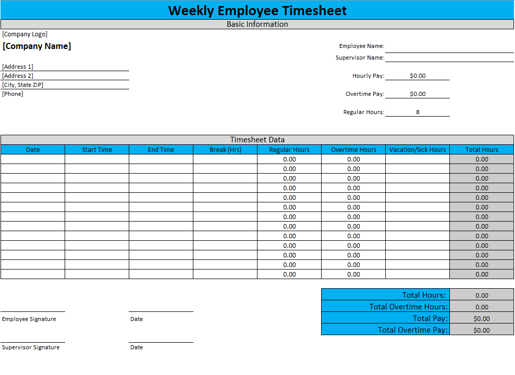 Excel weekly timesheet for multiple employees