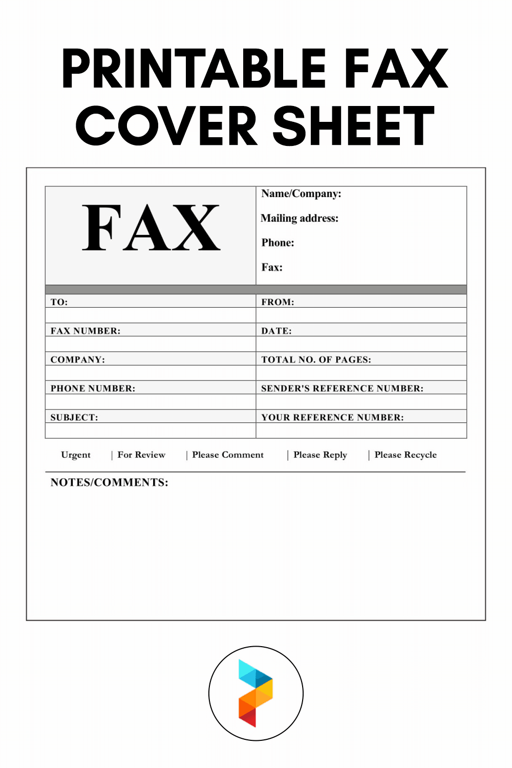 Attention fax cover sheet