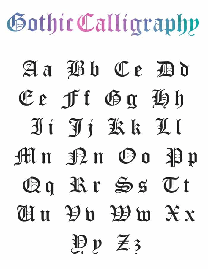 gothic calligraphy alphabet tutorial