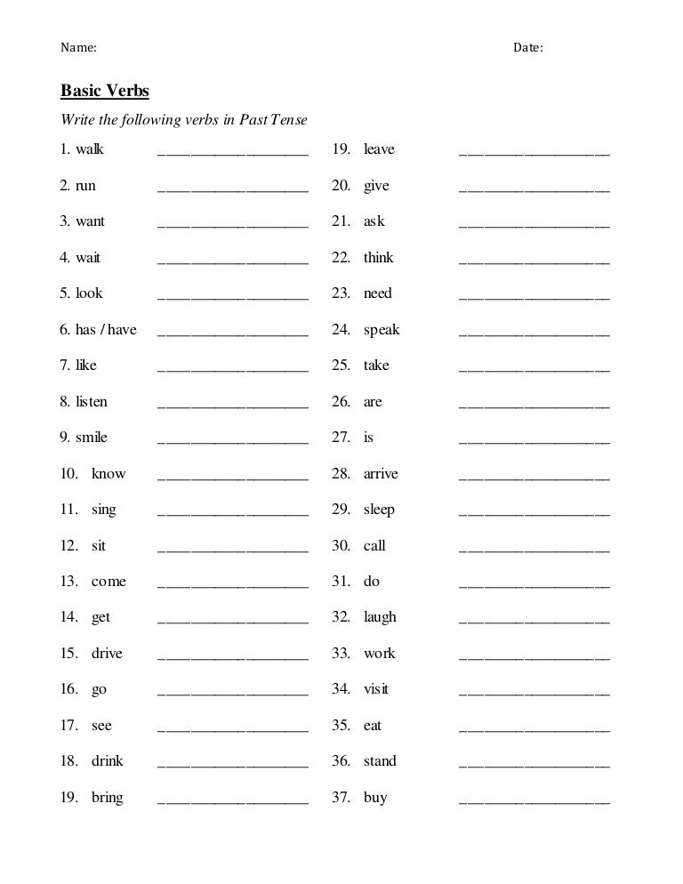 Pastpresent tense verb list free printable