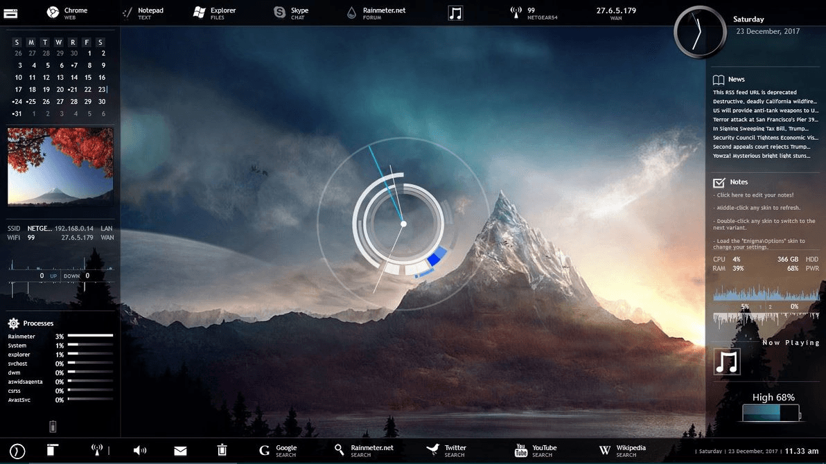 Notes rainmeter skin