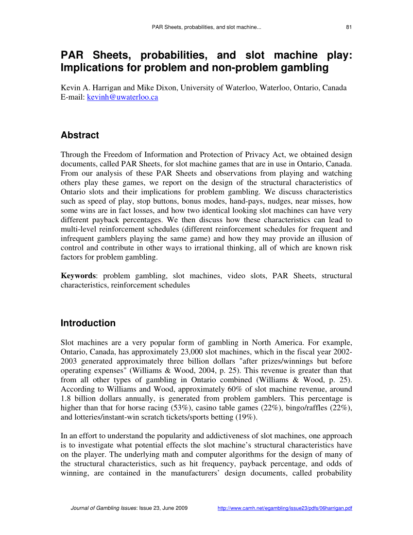 Calculating probability for slot machines