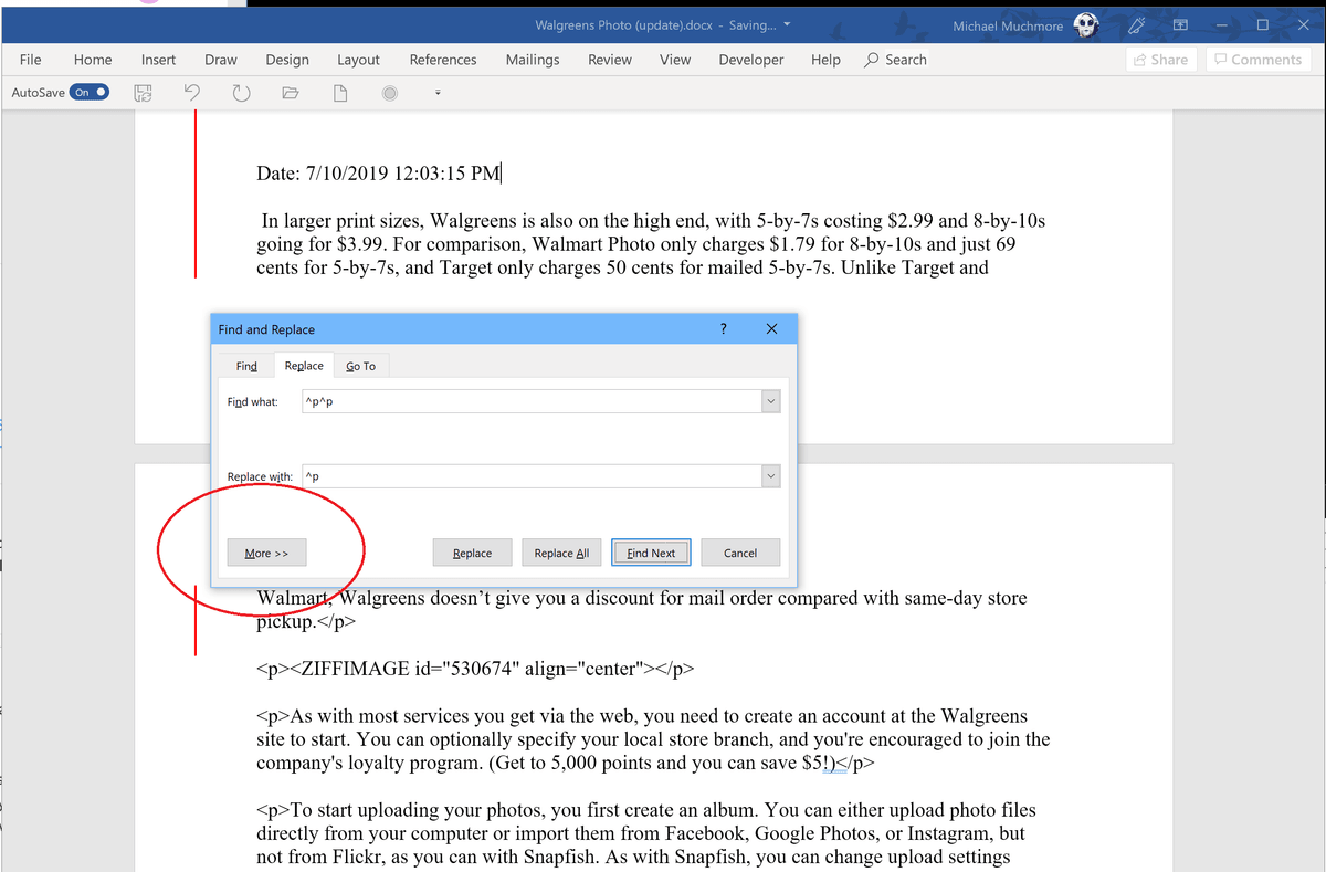 How can i move around in text document in word for mac