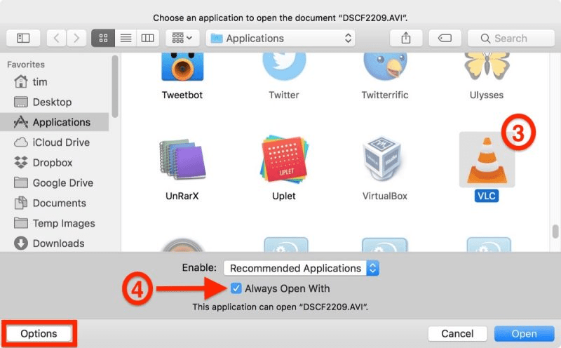 Mac set default program for file type