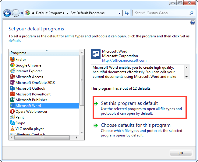 Mac set default program for file type