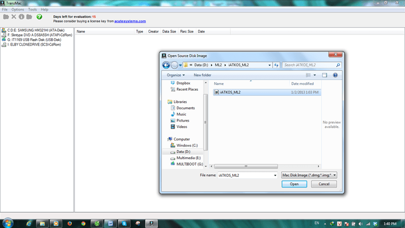 Burn osx dmg to usb