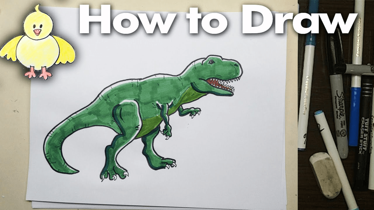 how to draw dinosaur face