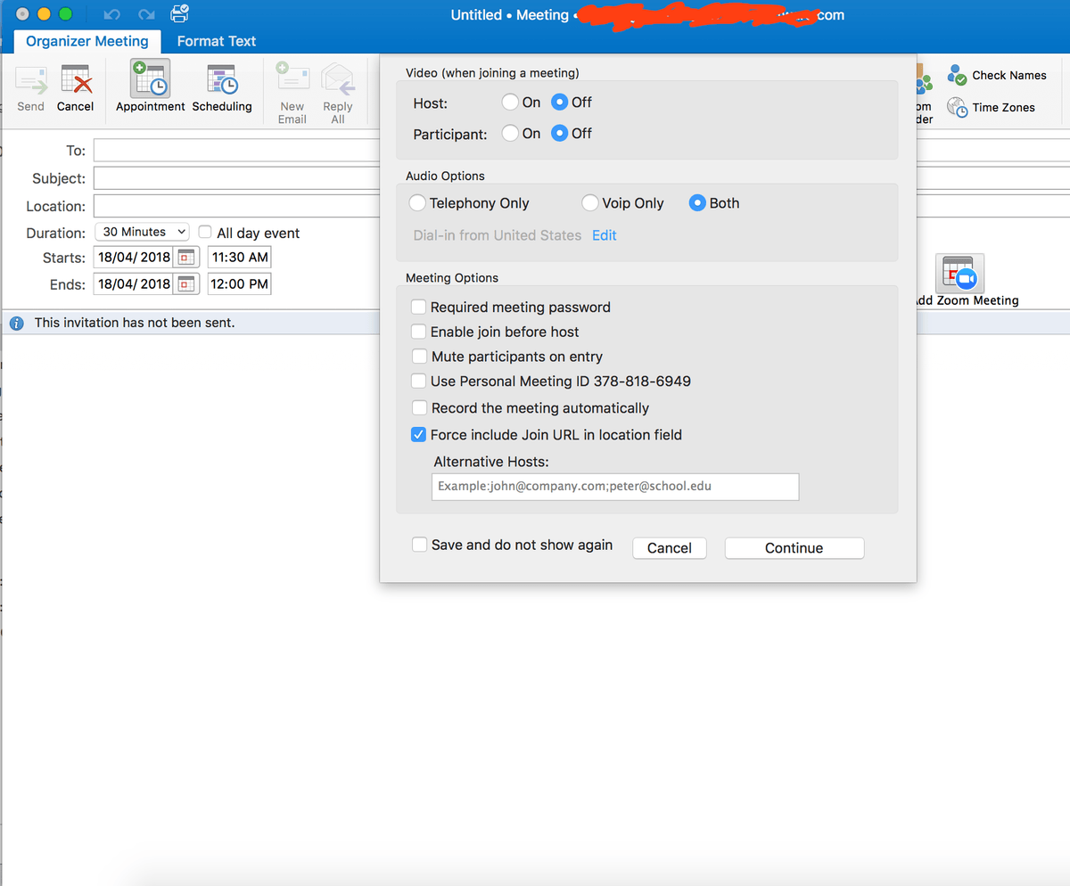 Zoom for outlook 2016 mac is not working