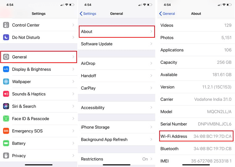 How to find mac address on iphone