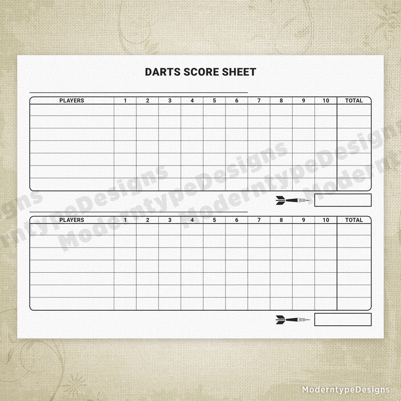 darts score sheets