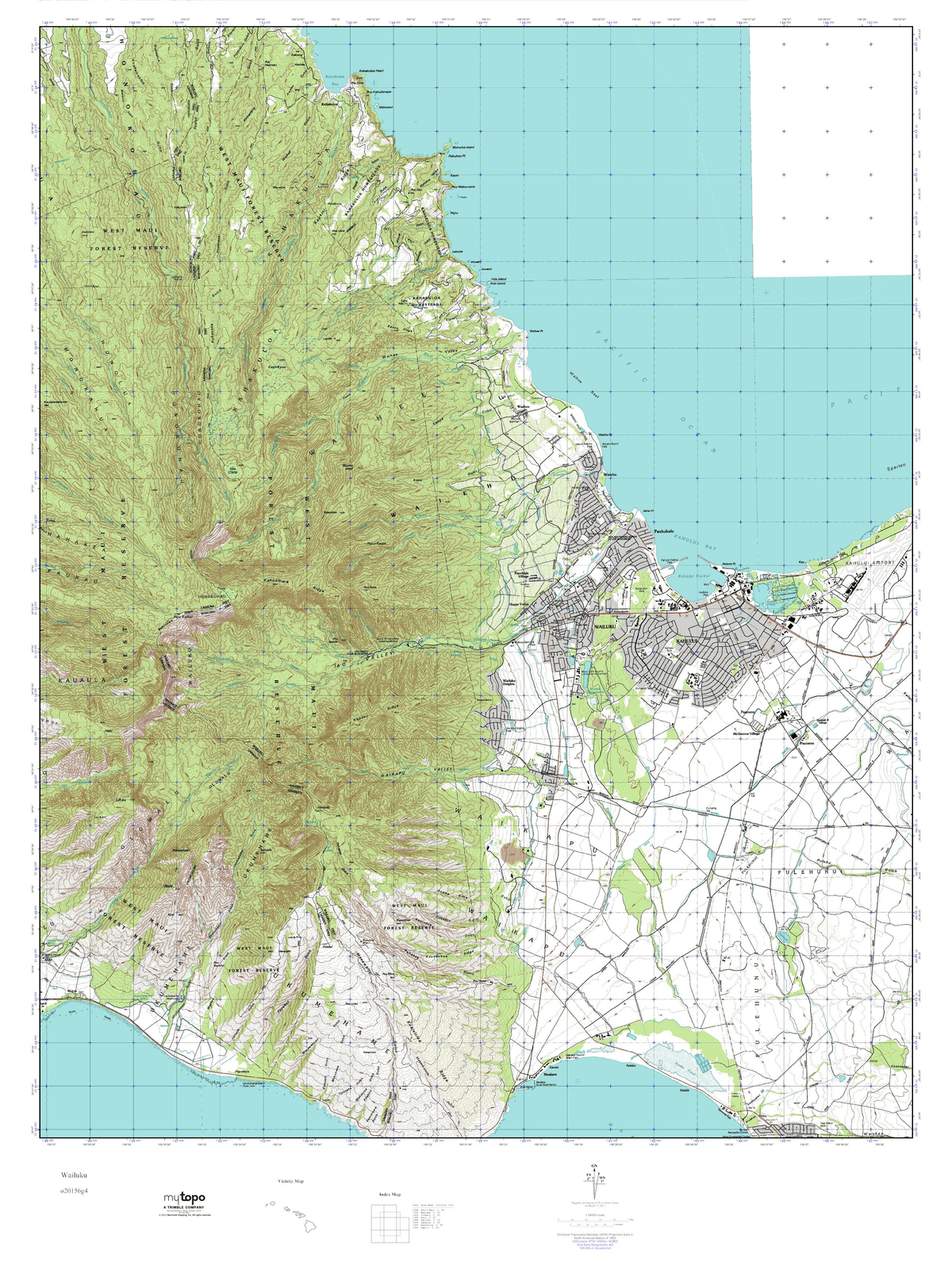 Interactive topographical elevation map for maui hawaii