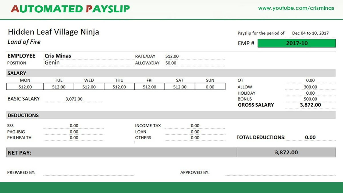 Editable salary slip format in excel