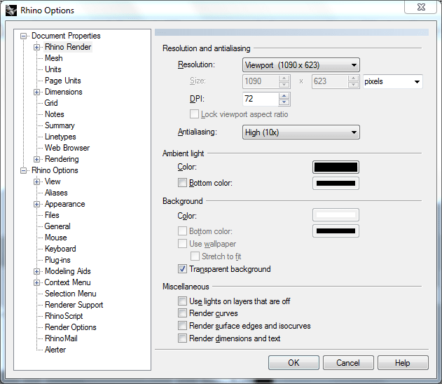 vray rhino render settings