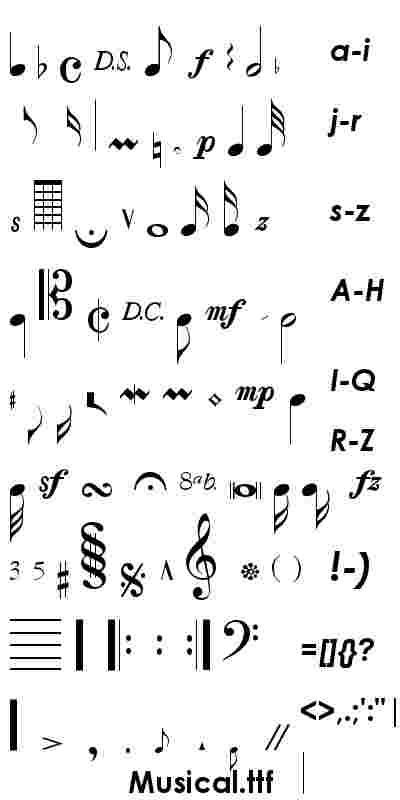 Musical note fonts for word