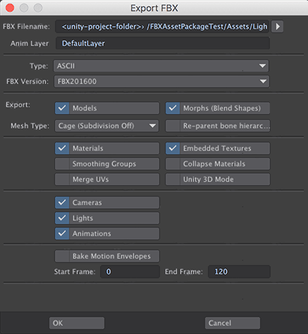 Export fbx animation unity