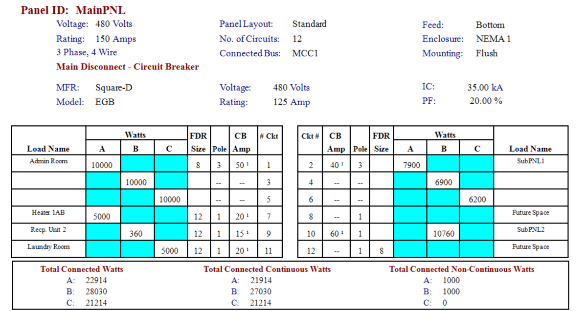 Commercial electrical load calculation worksheet excel