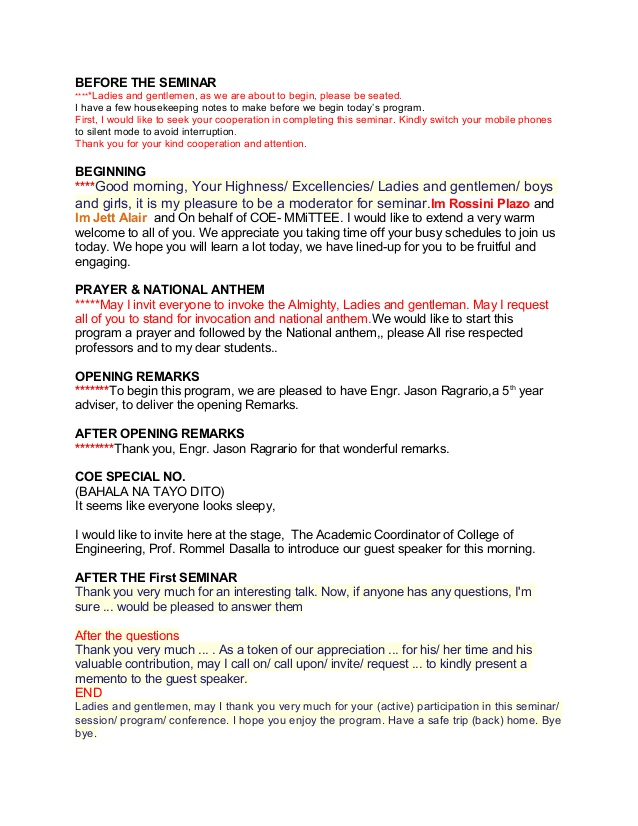 Sample script for emcee in school program