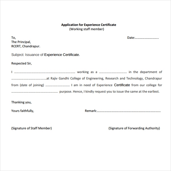 work experience letter ircc