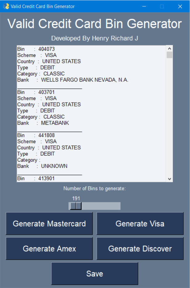Generate Validate MasterCard credit card numbers Genera...