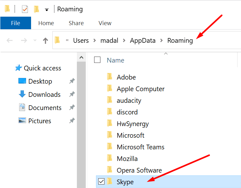 Skype default download folder