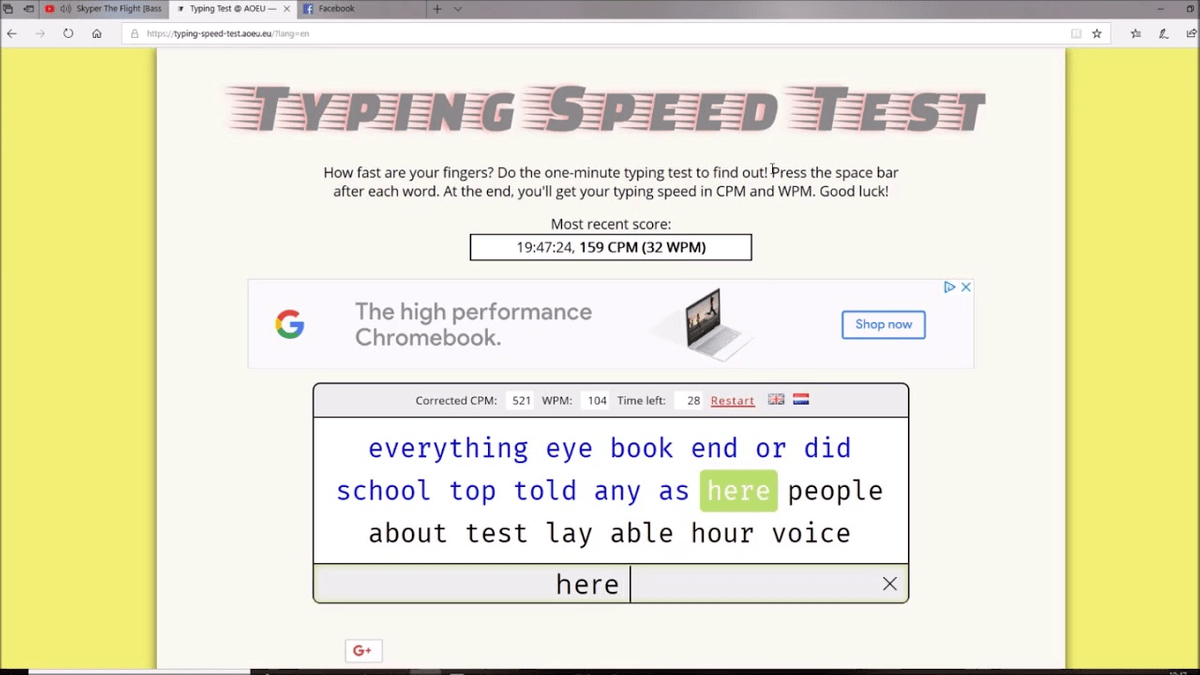 Wpm test typing