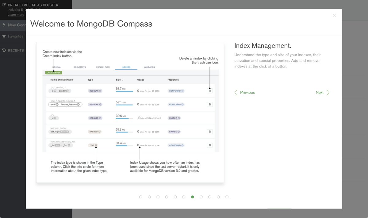 Pass mongodb to web interface example
