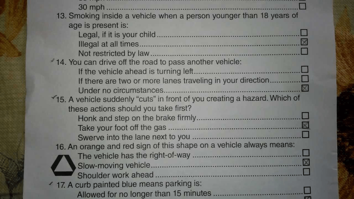 Dmv written test wisconsin cheat sheet