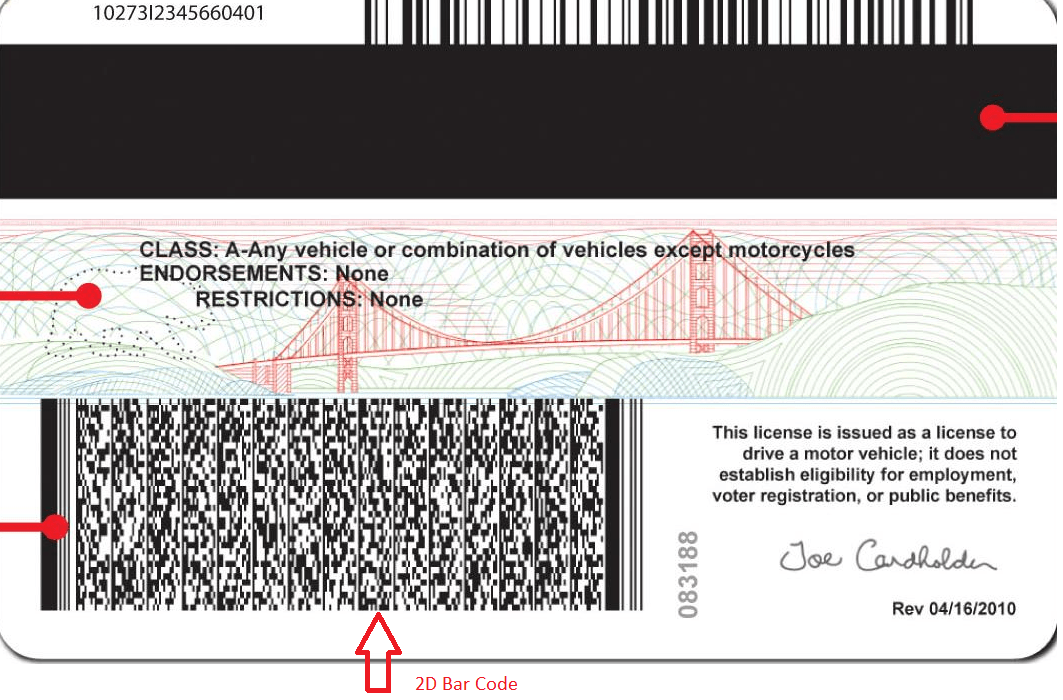 Sample drivers license barcodes by state