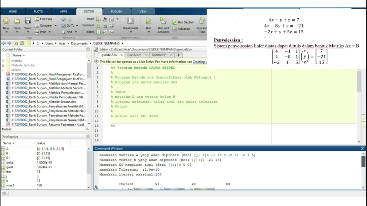 Gauss seidel sor python