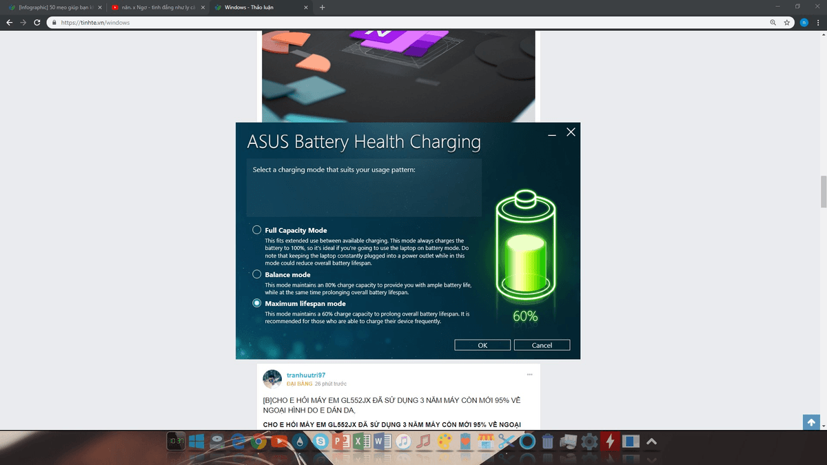 Asus Battery Health Charging Maximum Lifespan Of Battery In Myasus App