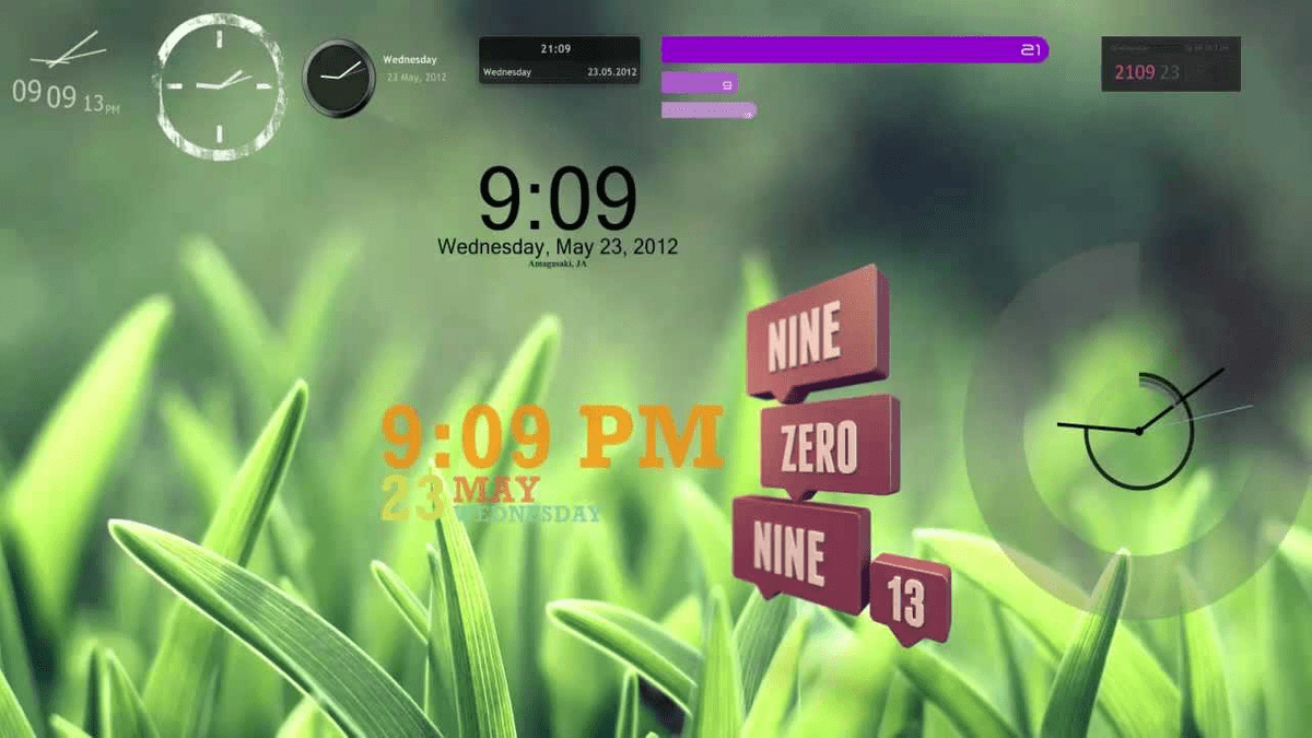 Elegant clock rainmeter send to back
