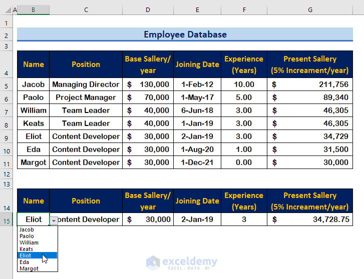 Employee database template