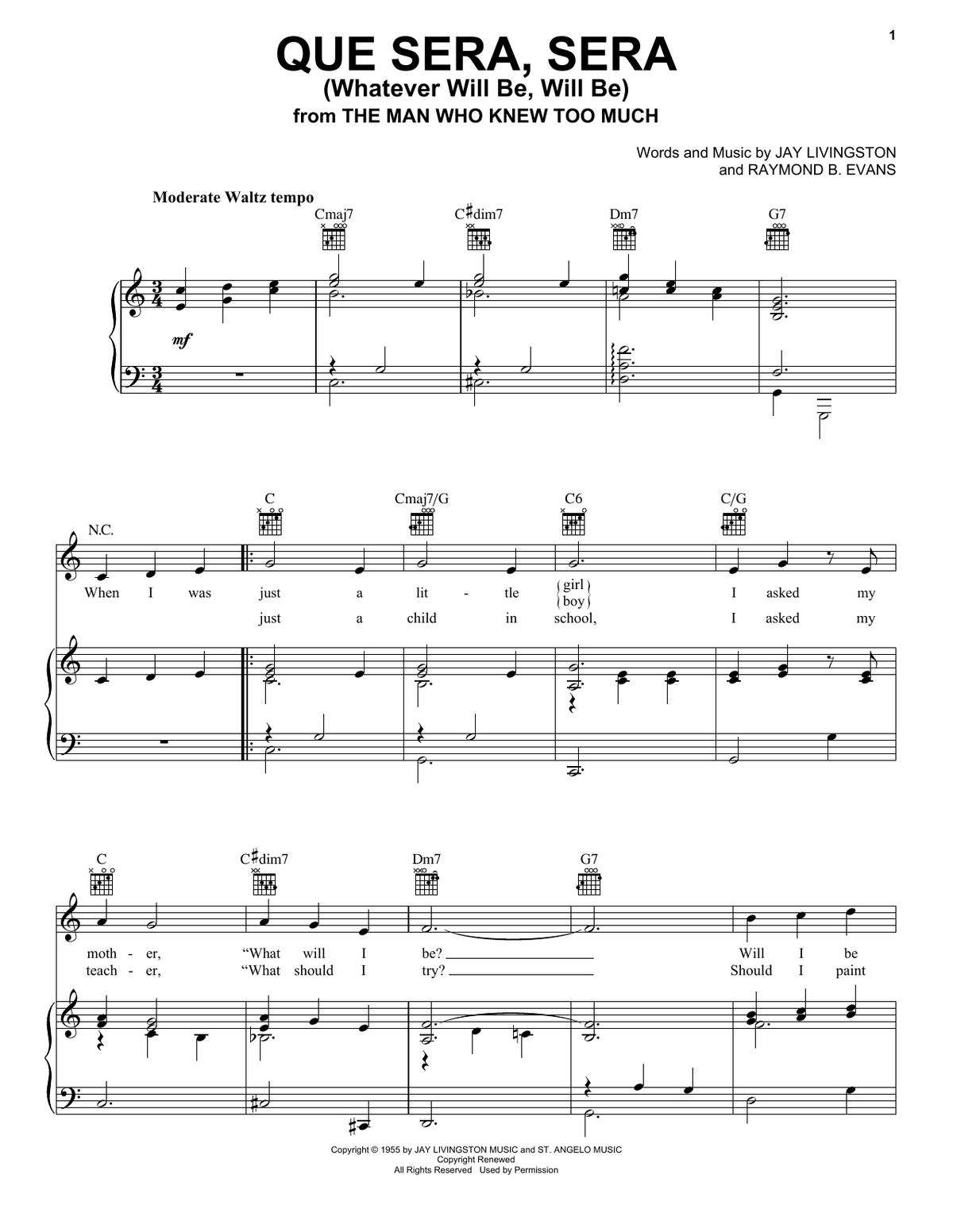 Que sera sera flute sheet music
