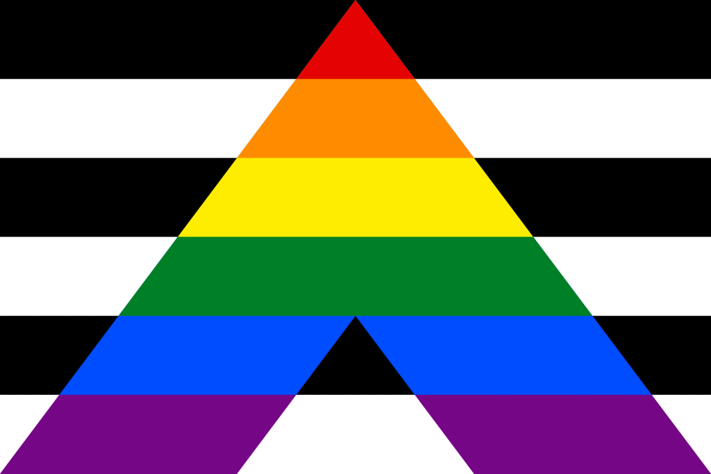 Gay pride flag with triangle