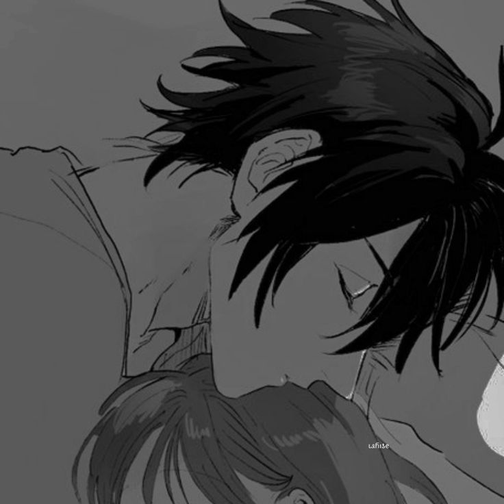 Cuddling gay anime couple