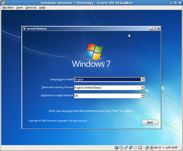 How to install operating system on virtual machine