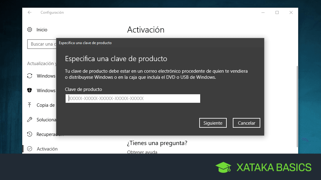 Clave del producto windows 10