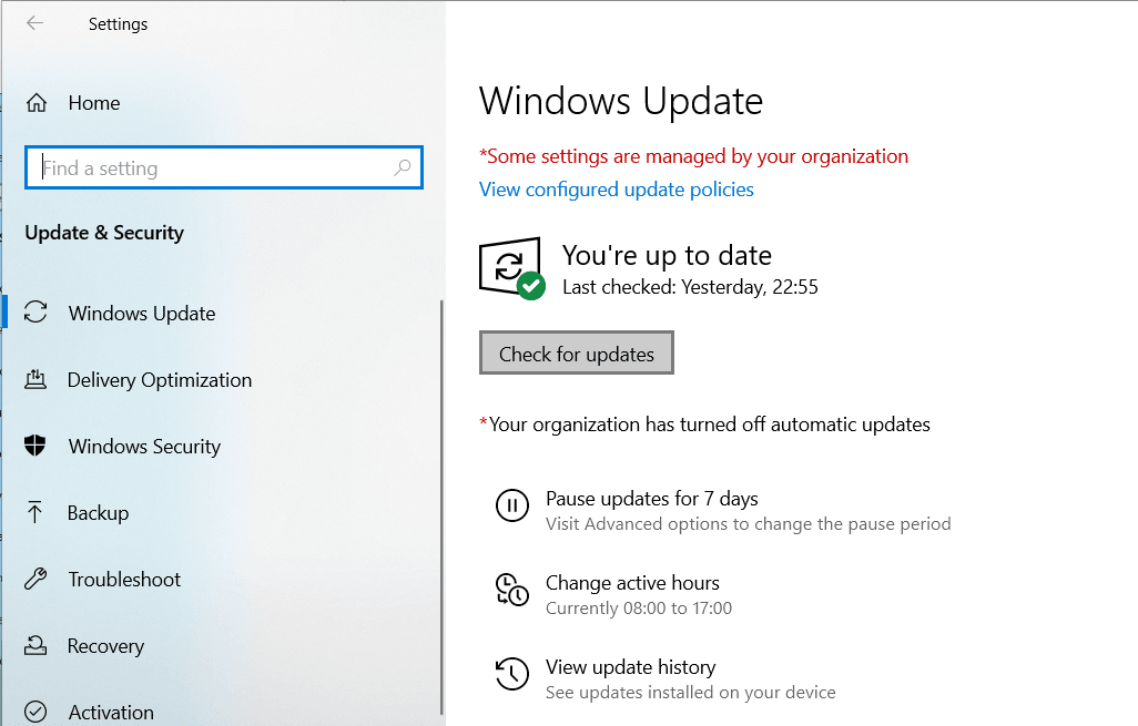 Windows settings not working