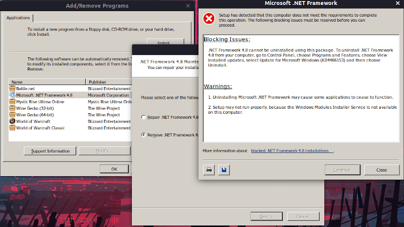 How to uninstall net framework