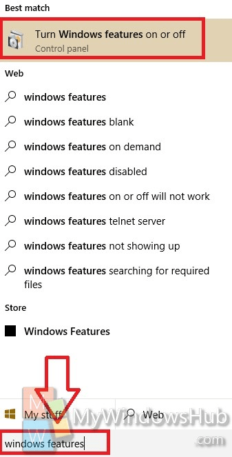Turn windows features on or off is blank
