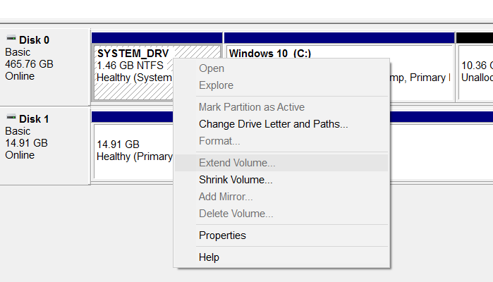 How to extend c drive windows 10