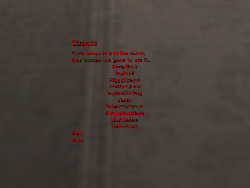 Postal 2 cheat codes